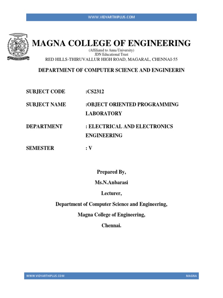 OOP Lab Experiments Guide | PDF | Method (Computer Programming) | Constructor (Object Oriented ...
