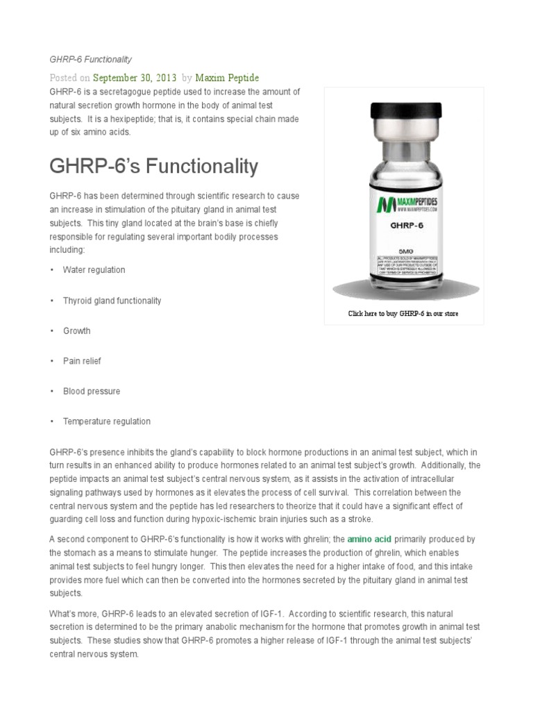 GHRP 6 Functionality | PDF | Hormone | Endocrine System