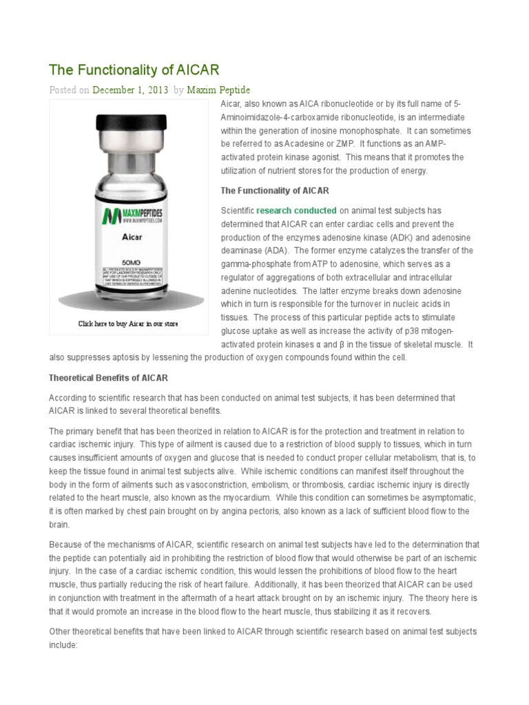 The Functionality of AICAR | PDF | Ischemia | Heart