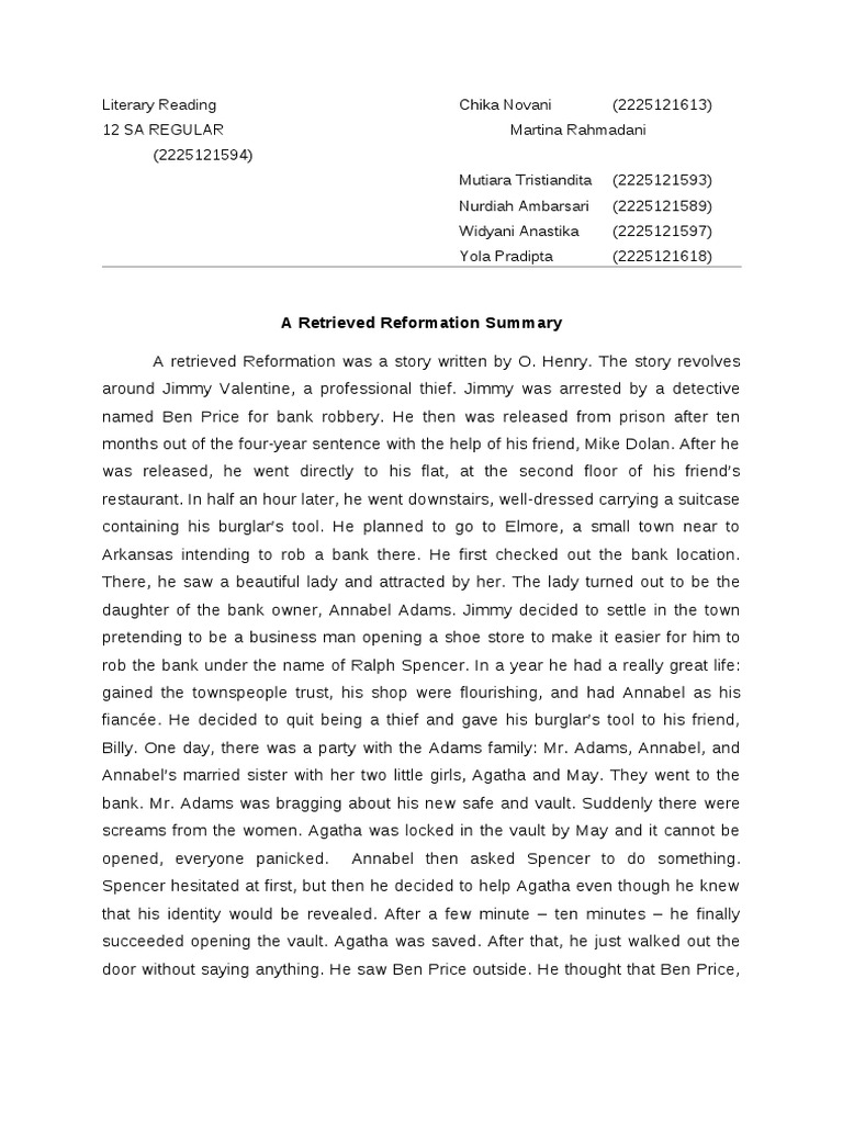 A Retrieved Reformation Summary | PDF