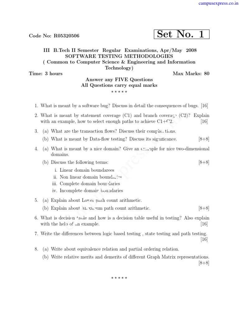 Software Testing Methodologies Exam Guide | PDF | Software Testing ...