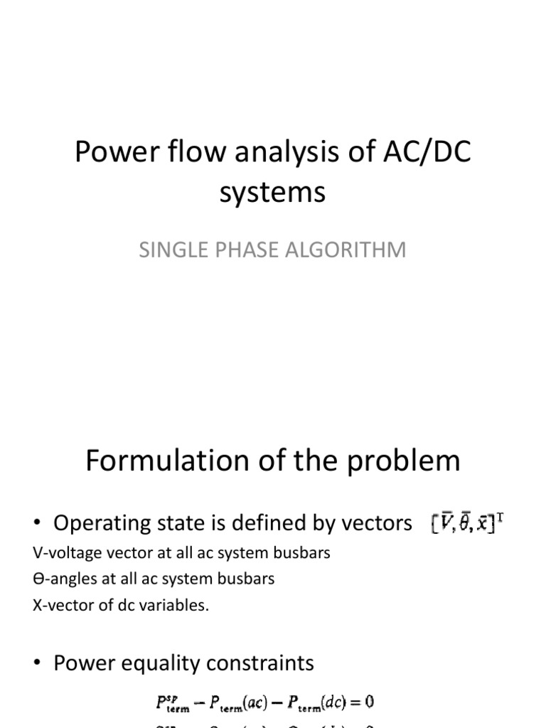 Power Flow Analysis of AC/DC Systems: Single Phase Algorithm | PDF ...