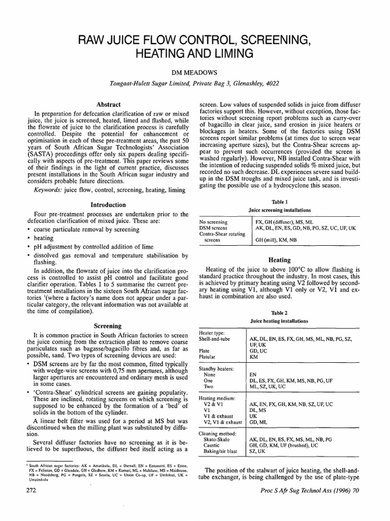 1996 - Meadows - Raw Juice Flow Control | PDF | Hvac | Control System