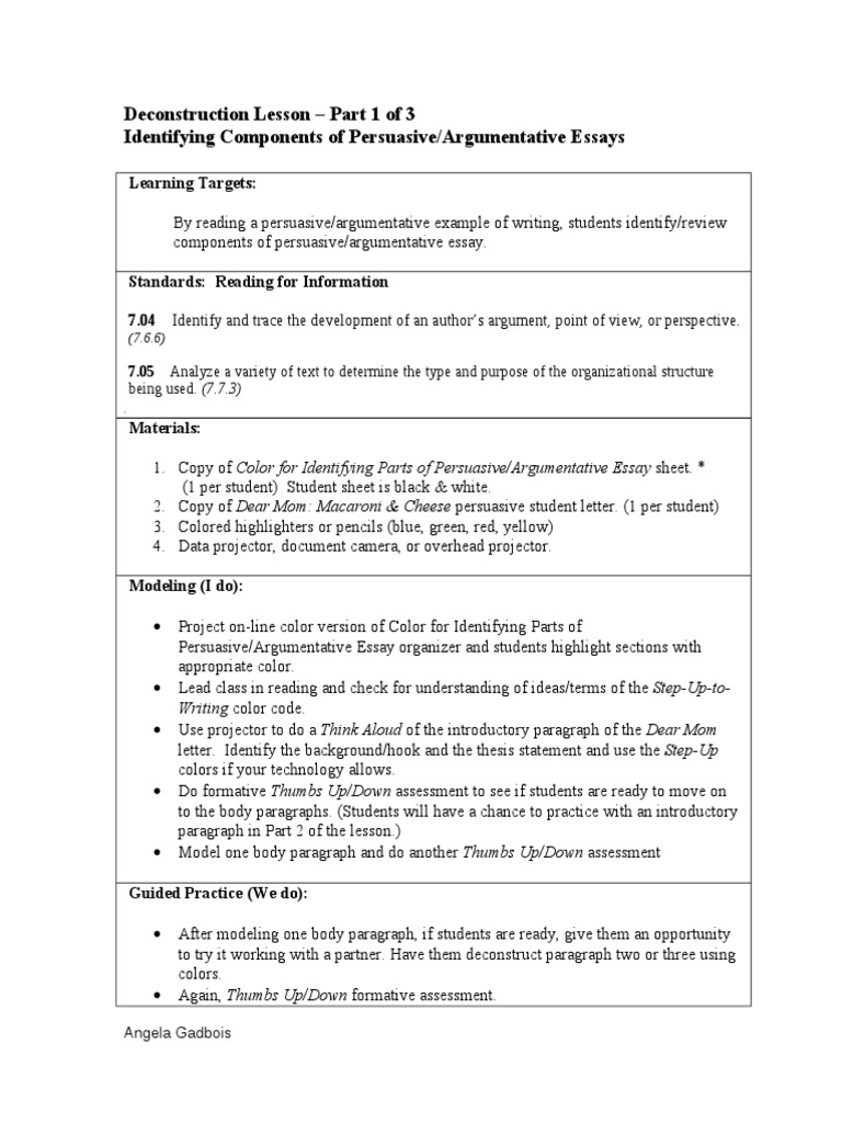Deconstructing Persuasive Essays | PDF | Paragraph | Essays