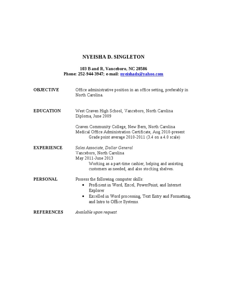 Office Admin Resume - NC Candidate | PDF