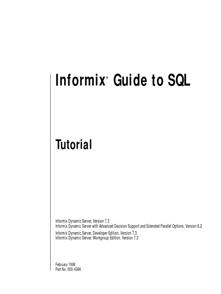 Informix Guide To SQL: Tutorial | PDF | Relational Model | Databases
