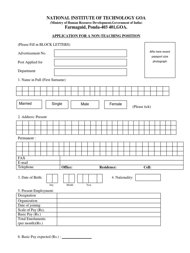 Non Teaching Application Form | PDF | Labour | Further Education