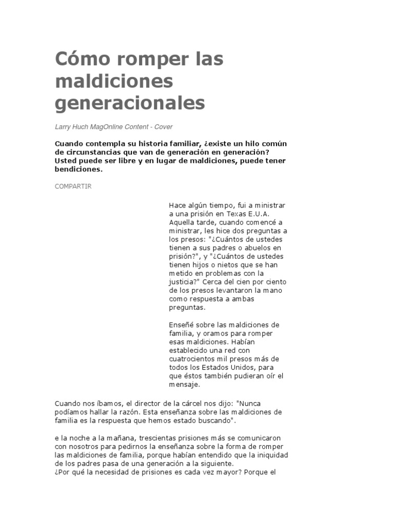 Cómo romper las maldiciones generacionales.docx | Pecado | La unción ...