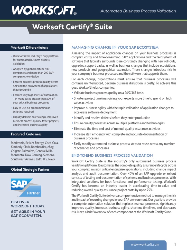 Worksoft Certify Suite: Managing Change in Your Sap Ecosystem | PDF ...