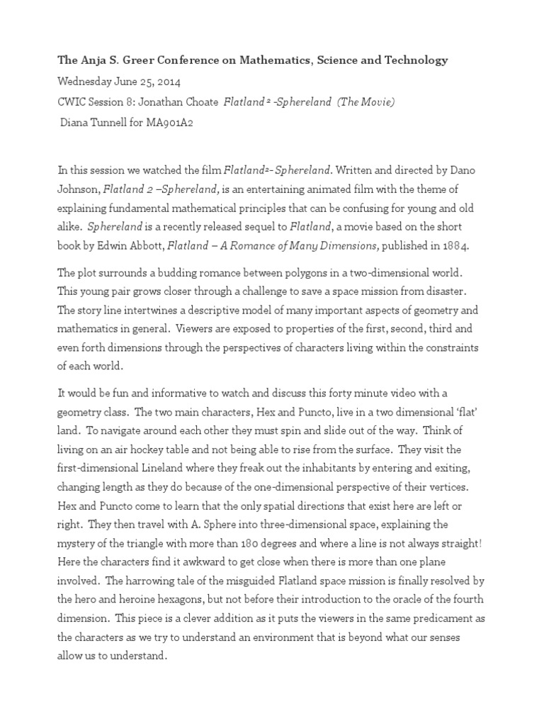 Flatland 2 | PDF | Flatland | Dimension