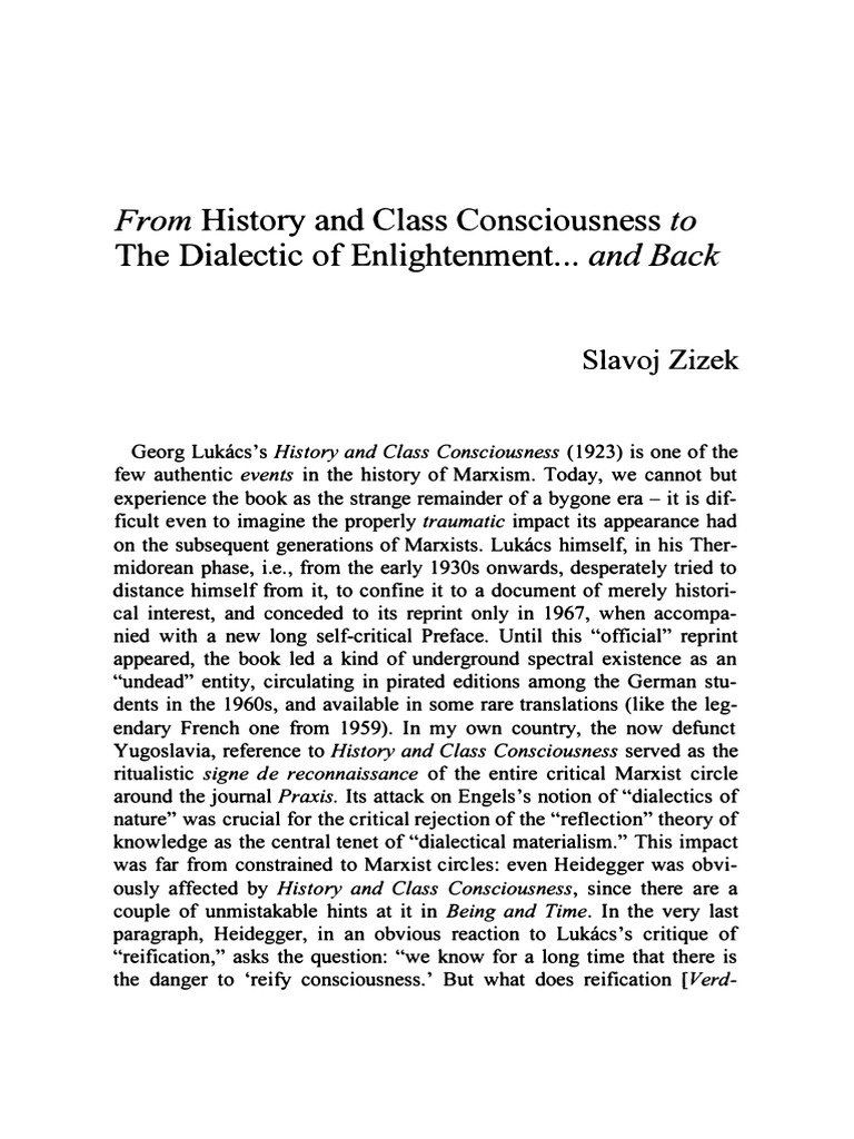 From History and Class Consciousness To The Dialectic of Enlightenment ...
