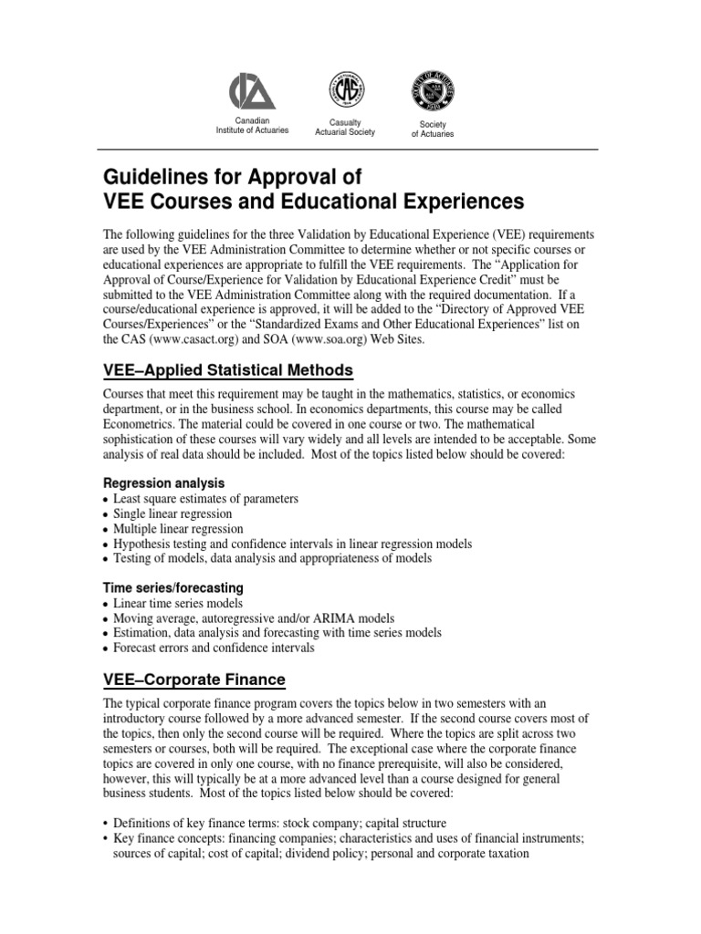 Guidelines for Approval of Validation by Educational Experience (VEE ...