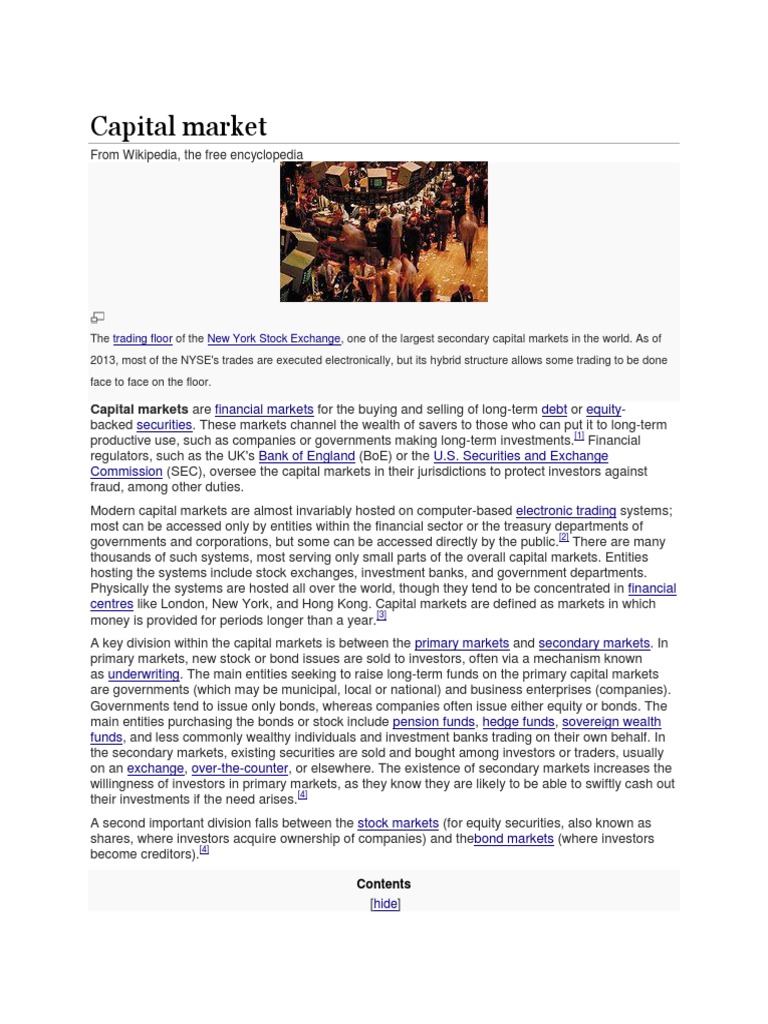 An In-Depth Look at Capital Markets: Their Structure, Participants, and ...