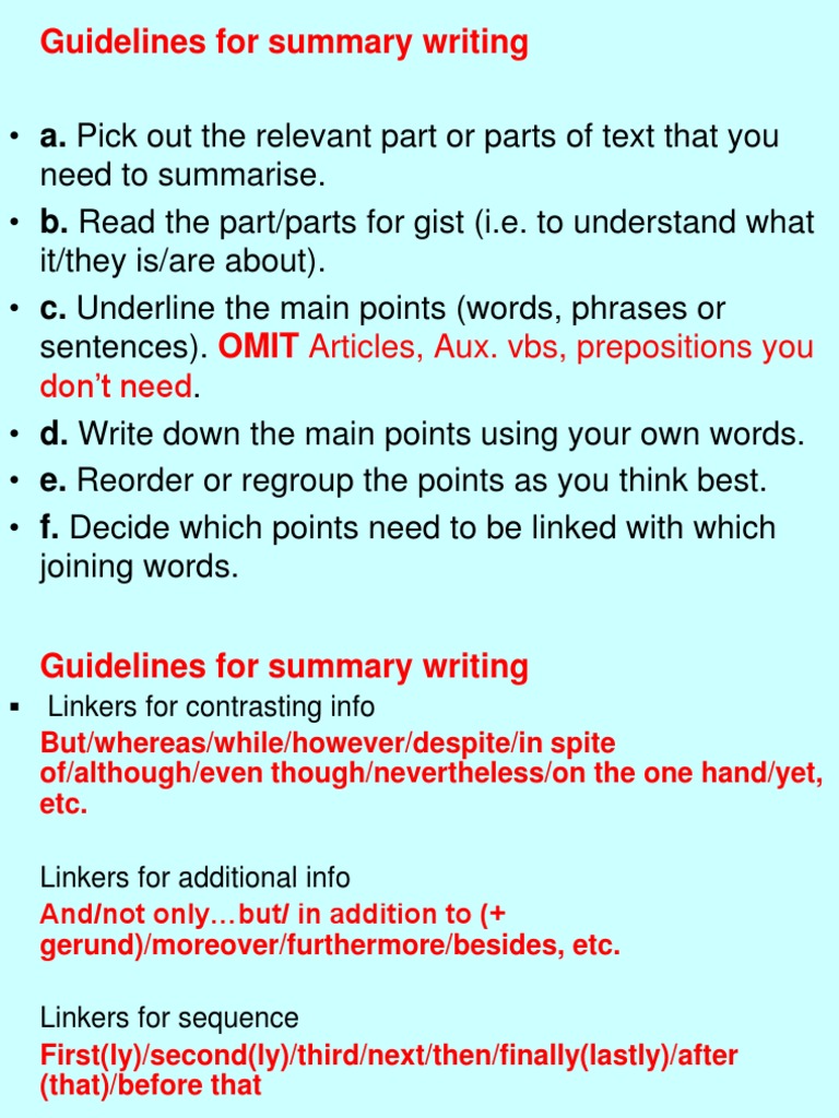 Summary Writing Guidelines | PDF | Foreign Language Studies