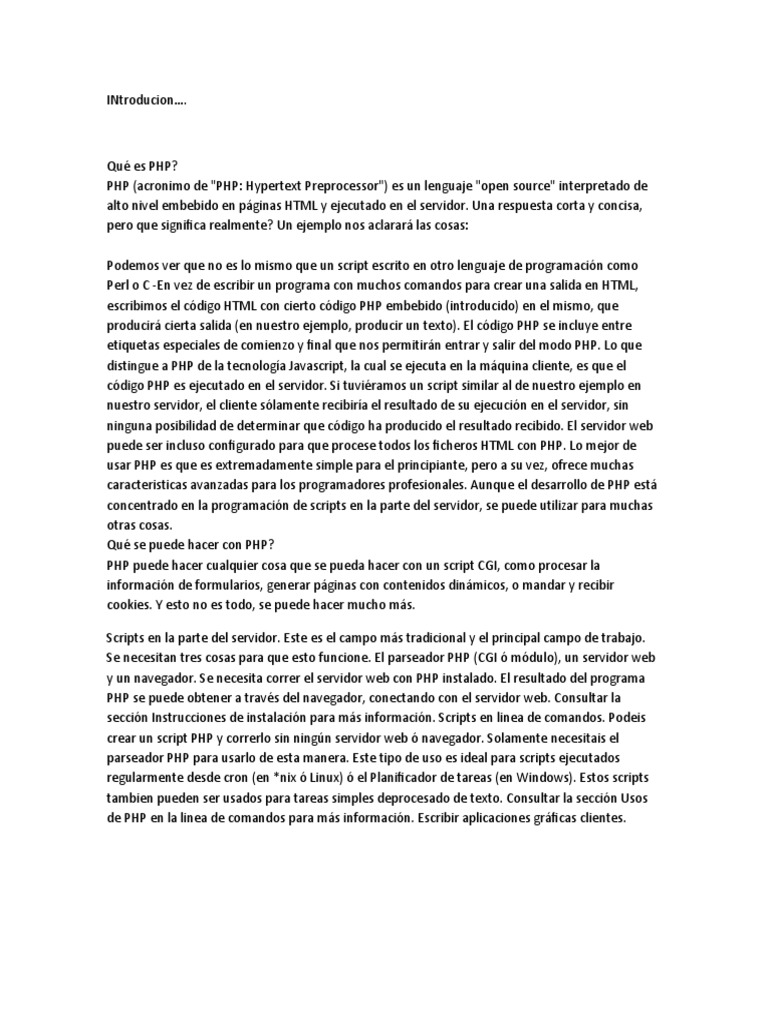 Introducción y conclusión sobre PHP | PDF | Php | Servidor web