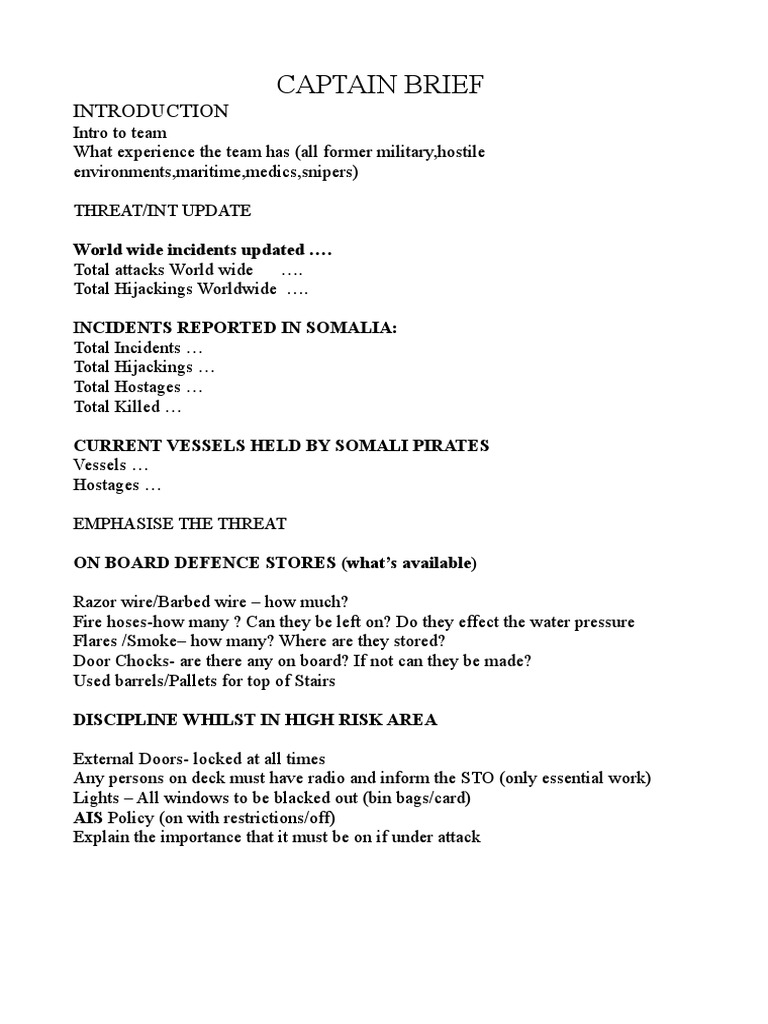 Security Brief For Master | PDF | Violence | Unrest