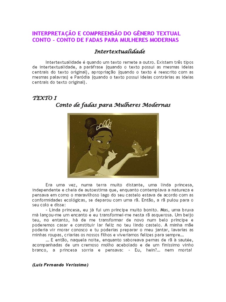 Interpretação e Compreensão Do Gênero Textual Conto | PDF | Contos ...