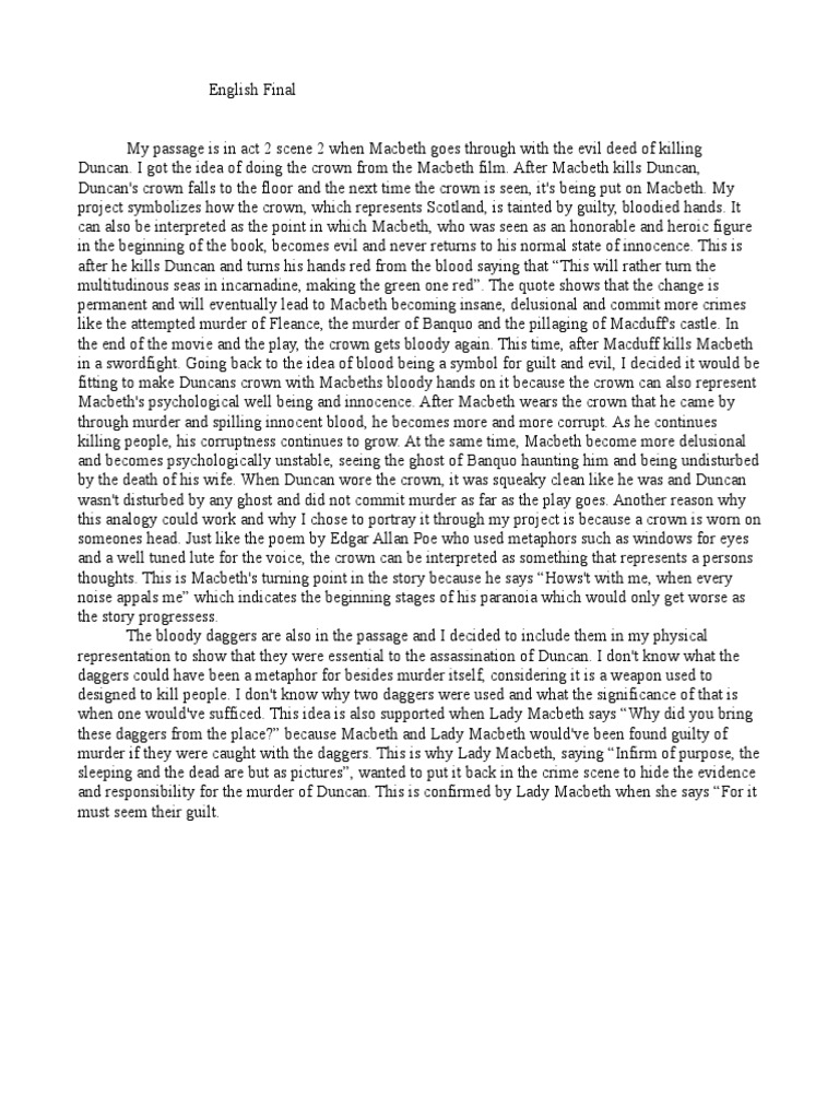 Macbeth Act 2 Scene 2 Project Layout | PDF | Macbeth | Shakespearean ...