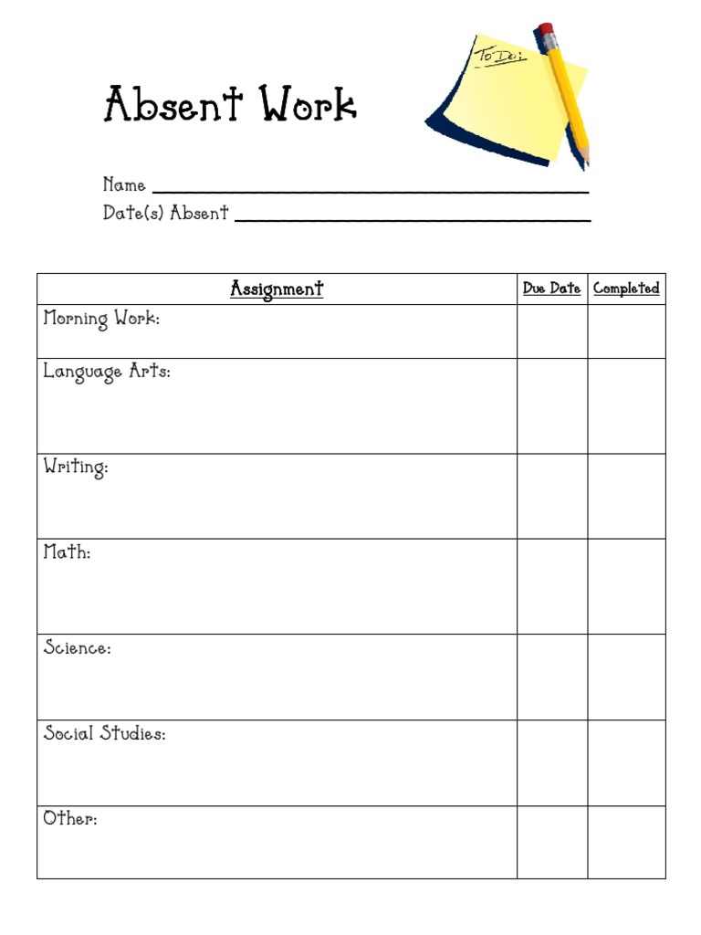 Absent Work Submission Form | PDF | Language Arts & Discipline