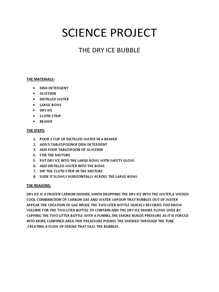 Science Project: The Dry Ice Bubble | PDF