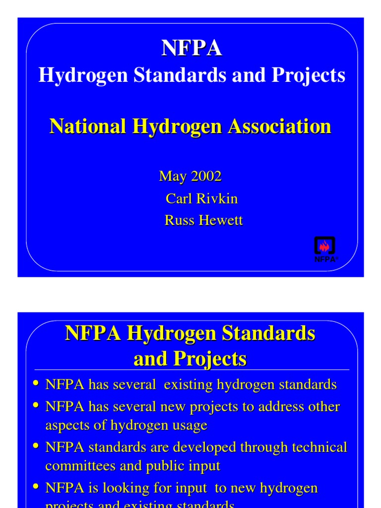 Nfpa Hydrogen Standards | Vehicles | Fuel Cell