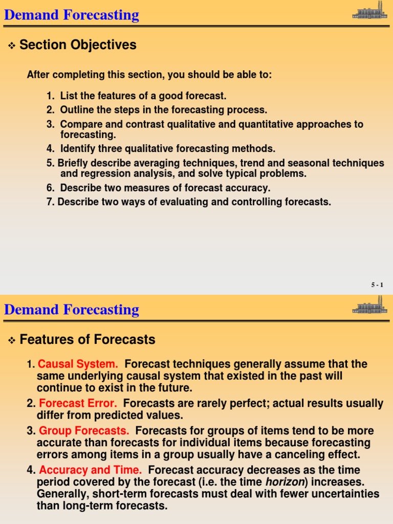 Demand Forecasting - Lecture Notes | PDF | Seasonality | Forecasting