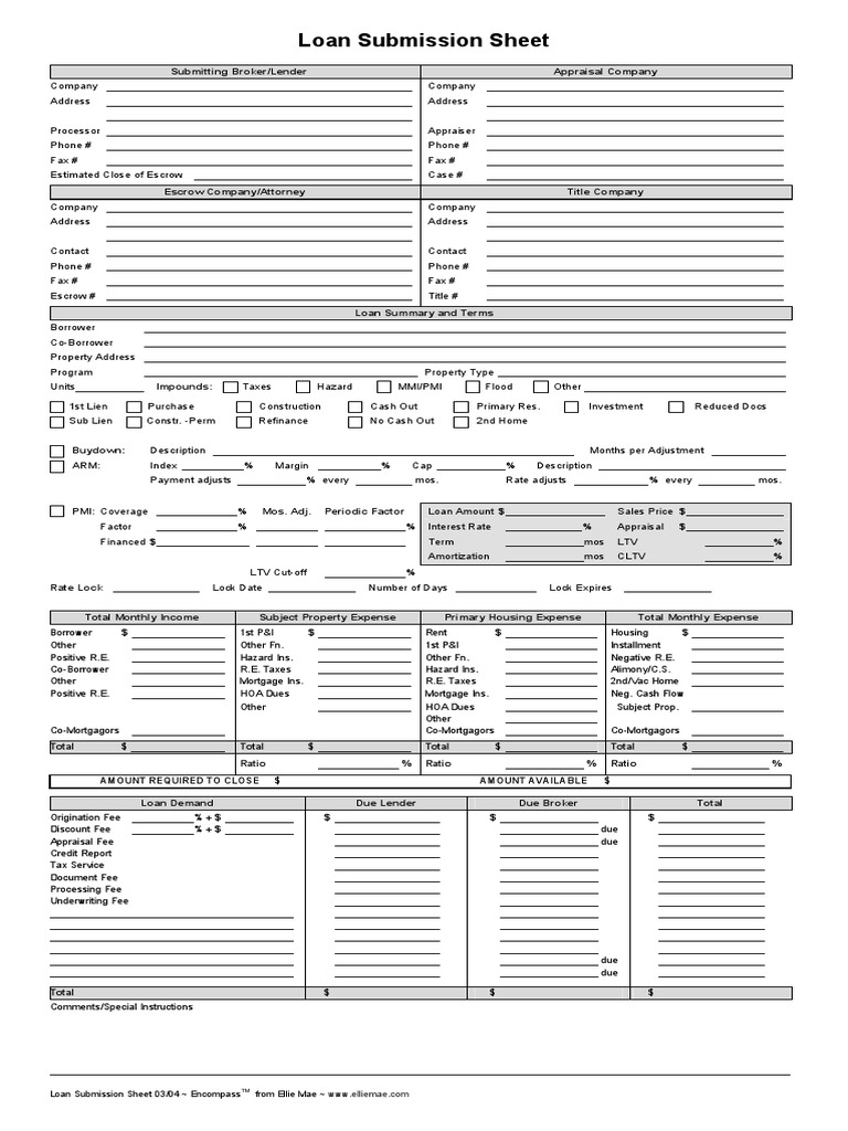 Loan Submission Sheet | PDF | Loan To Value Ratio | Loans