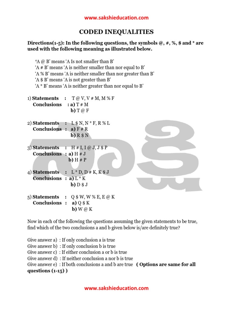 Coded Inequalities | PDF | Teaching Mathematics