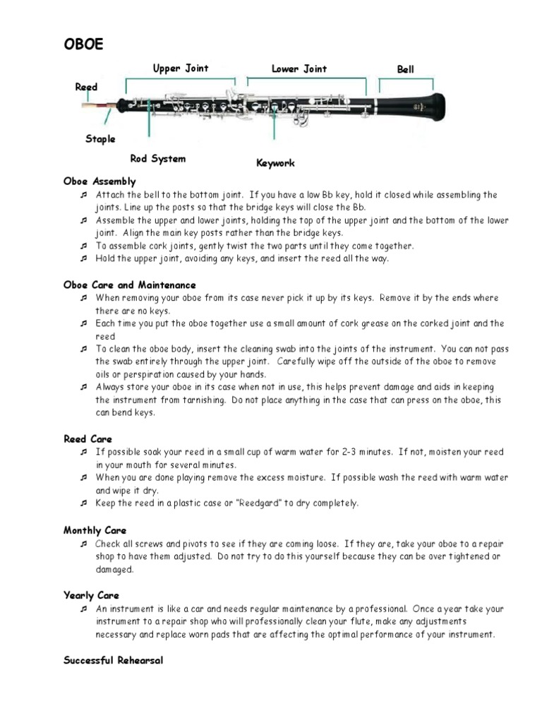 Oboe Basics | PDF | Oboe | Musical Instruments