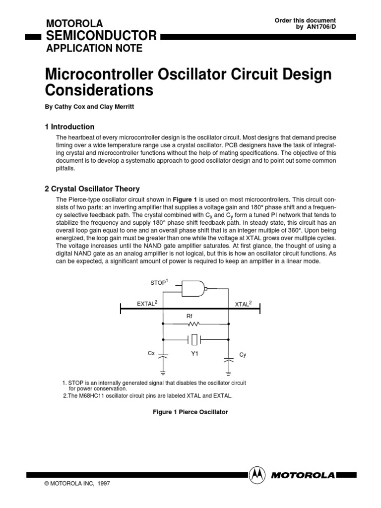 Microcontroller Oscillator Circuit Design PDF | PDF | Capacitor | Amplifier