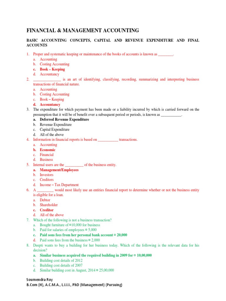 Financial and Management Accounting | PDF | Debits And Credits ...