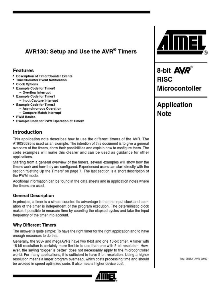 Setup and Use The AVR® Timers | PDF | Timer | Central Processing Unit