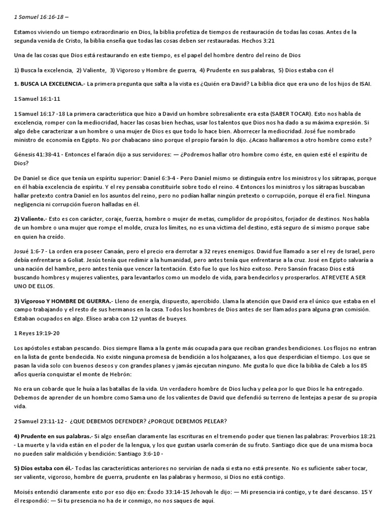 1 Samuel 16 Pdf David Contenido Bíblico
