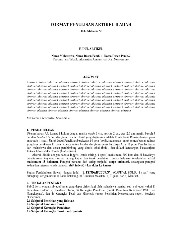 Format Penulisan Artikel Ilmiah | PDF