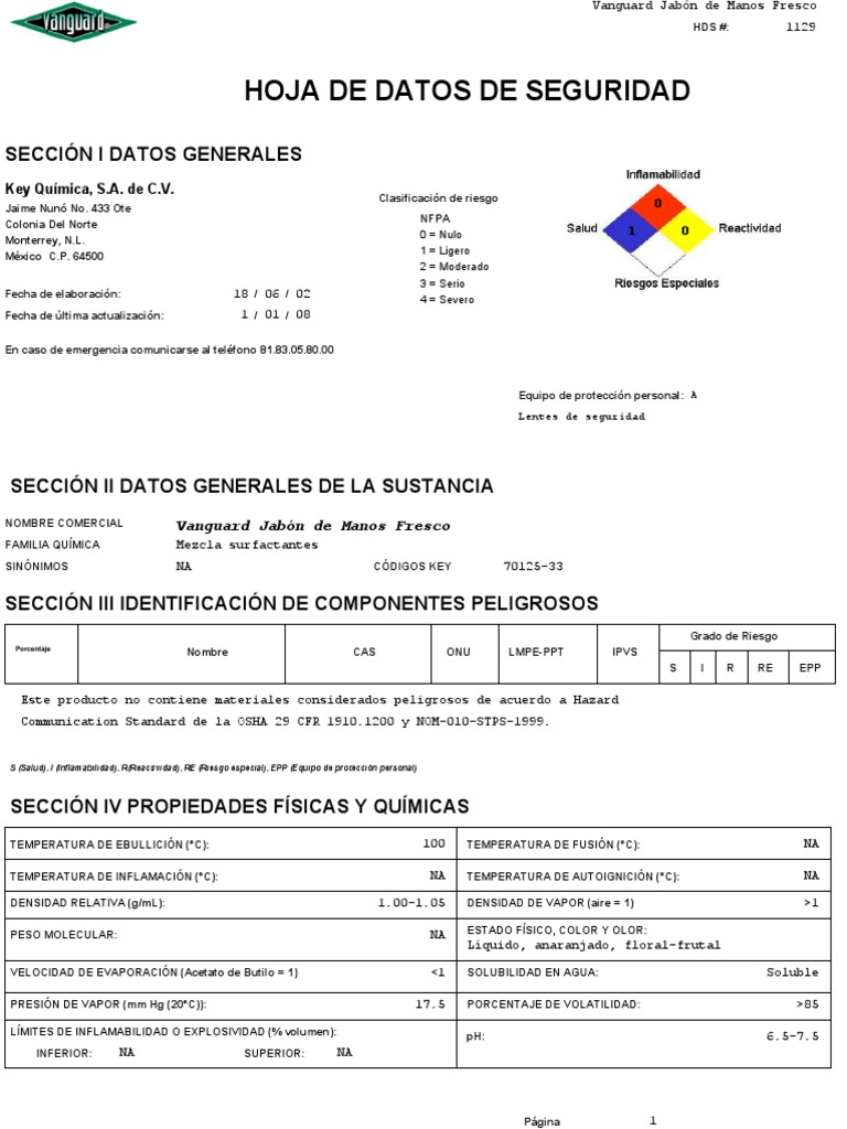 KEY Jabon de Manos Fresco | PDF | Agua | Química