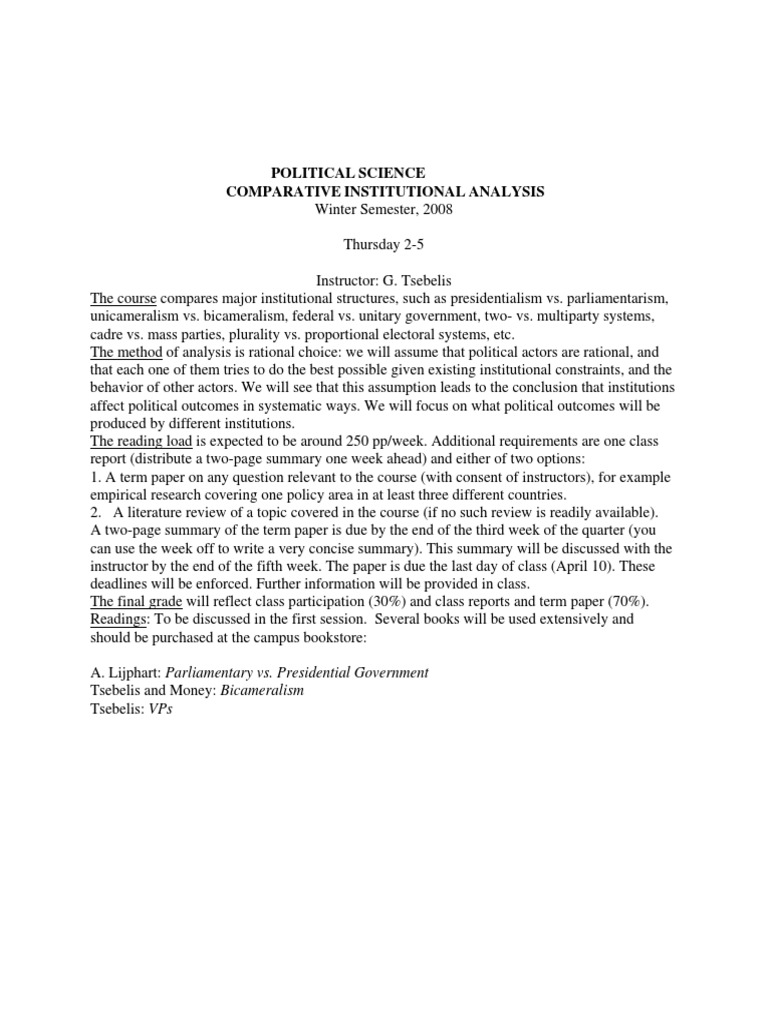 Political Science Comparative Institutional Analysis | PDF | Democracy ...