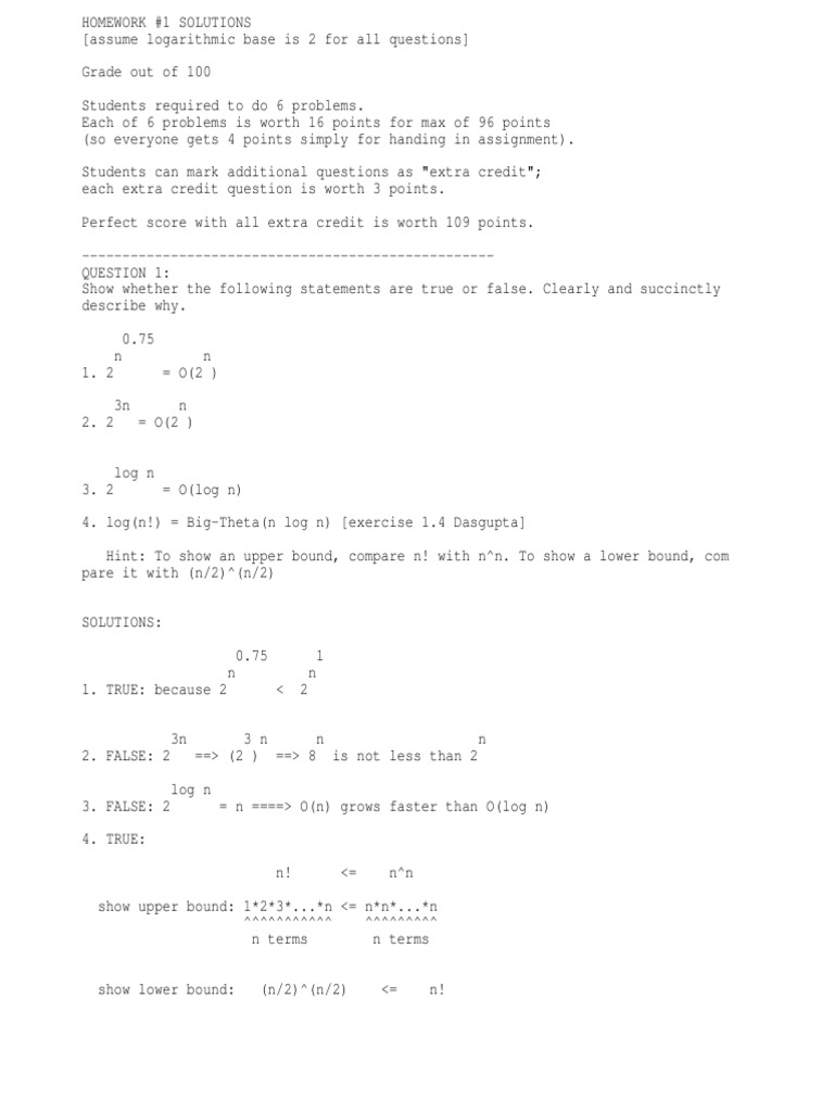 hw1 Solns | PDF | Time Complexity | Logarithm