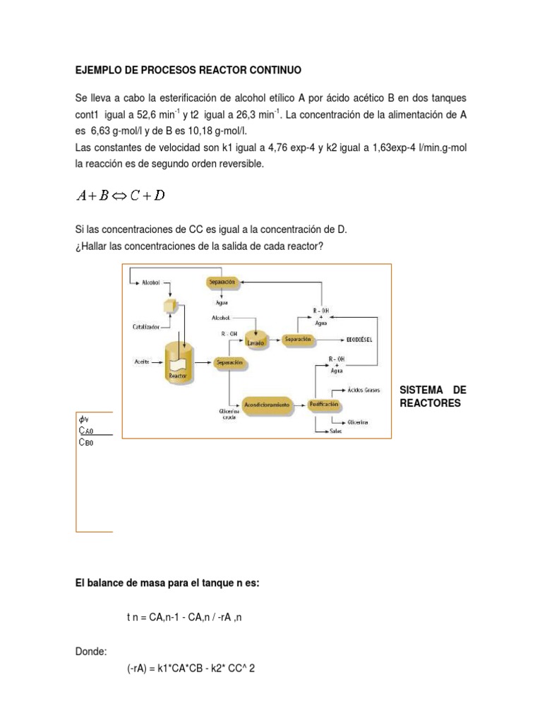 Ejemplo de Procesos Reactor Continuo | PDF | Procesos unitarios ...