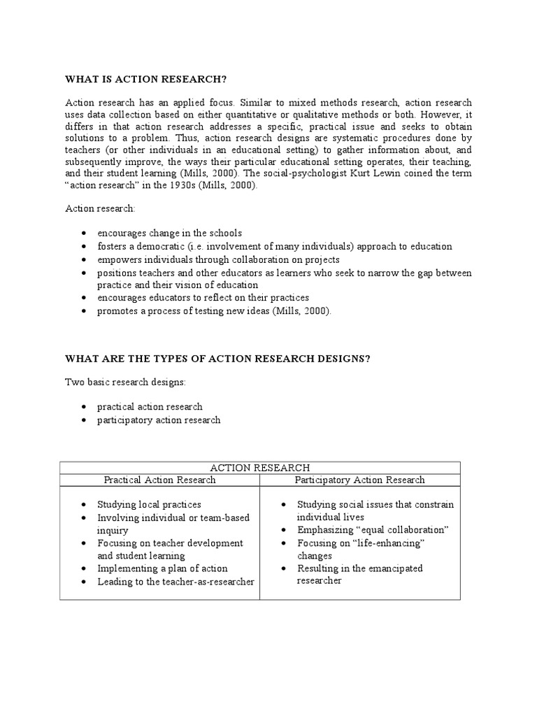 What Is Action Research | PDF | Action Research | Participatory Action ...