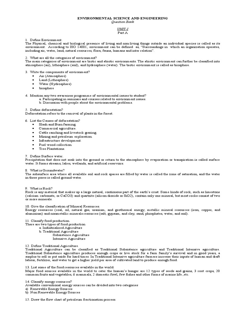 Evs Question Bank | PDF | Biodiversity | Ecosystem