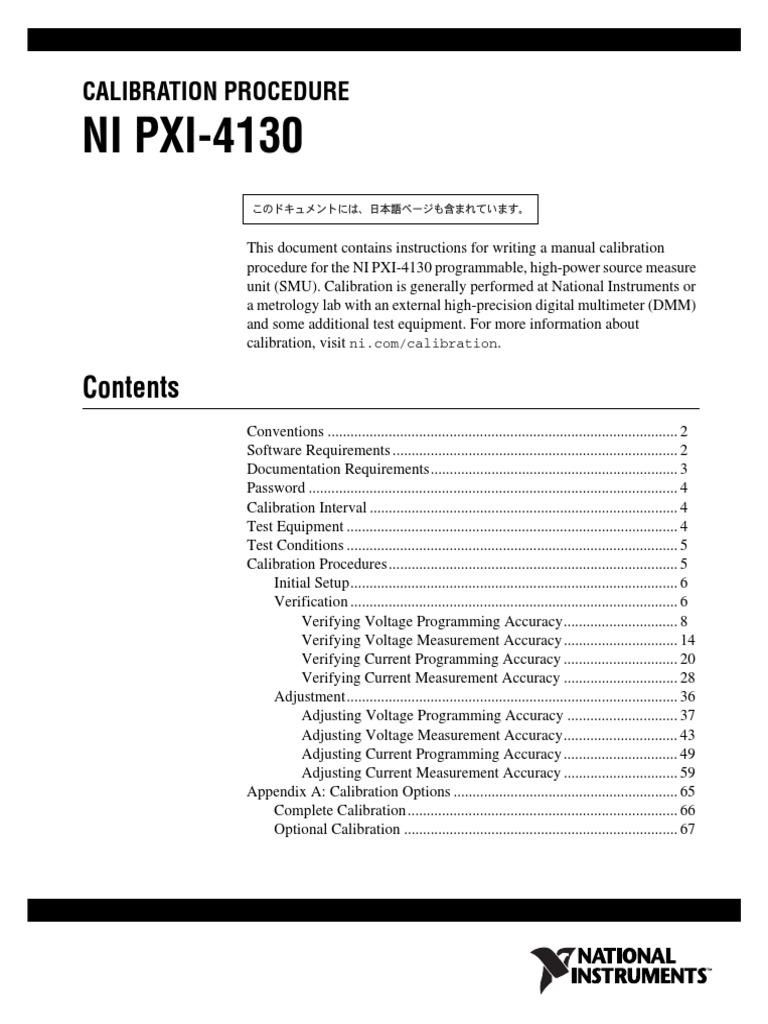 NI PXI-4130 Calibration Procedure | PDF | Calibration | Parameter ...