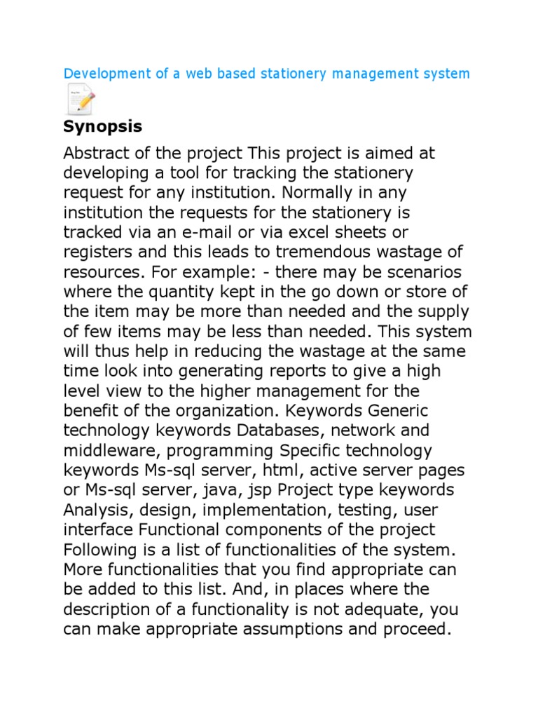 Development of A Web Based Stationery Management System | PDF | Microsoft Sql Server | Web Server