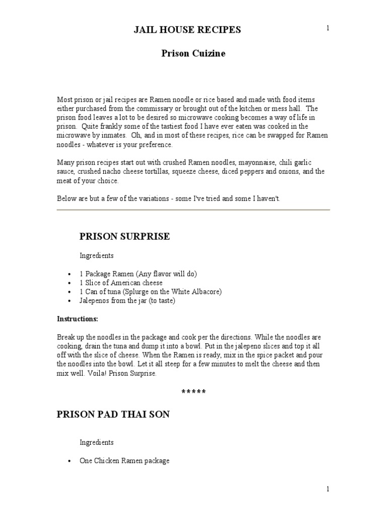 Prison Recipes | PDF | Ramen | Cuisine