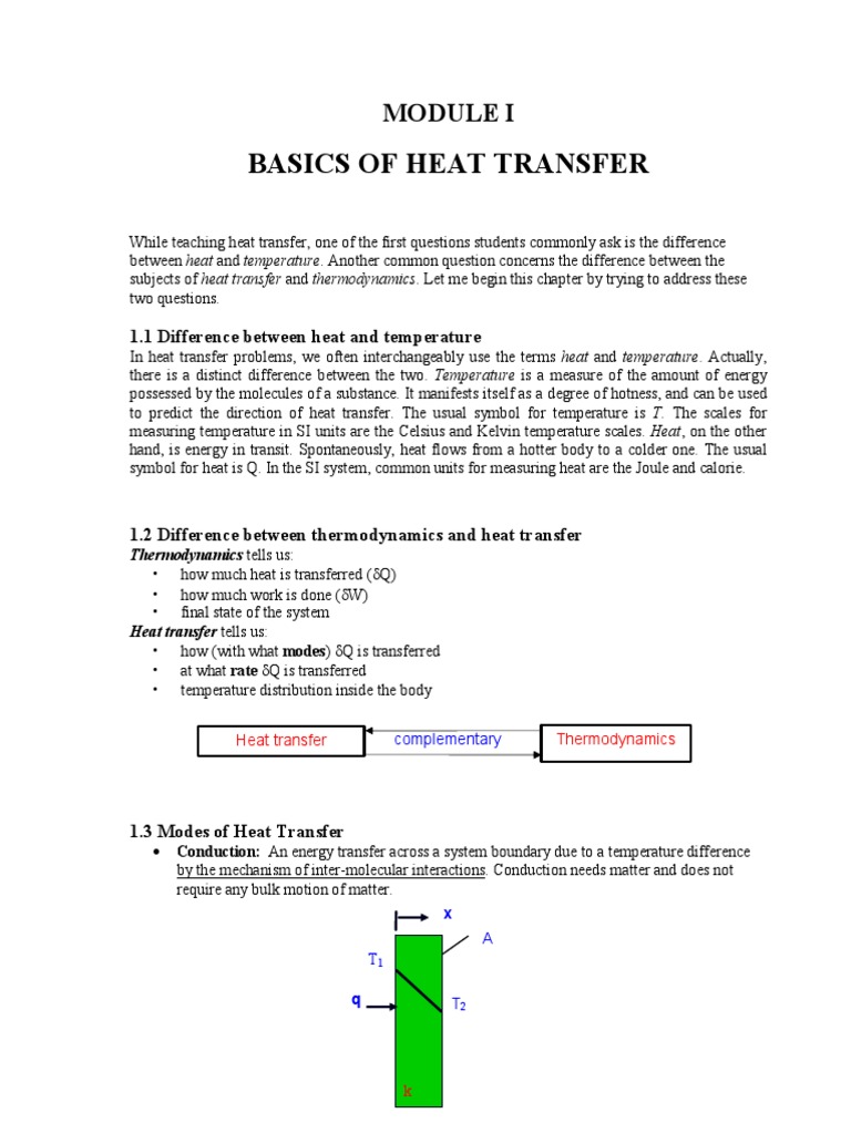 Heat Transfer Basics & Conduction | PDF | Heat Transfer | Thermal ...