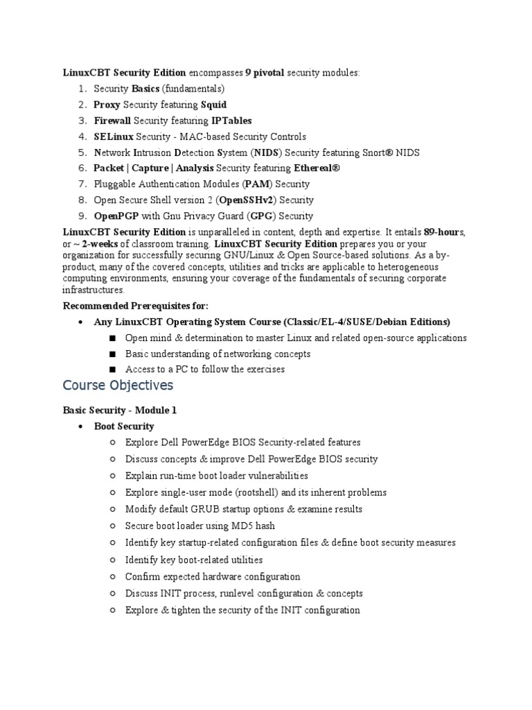 LinuxCBT Security Edition Encompasses 9 Pivotal Security Modules | PDF | Public Key Cryptography ...