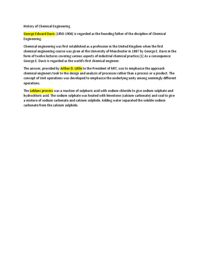 History of Chemical Engineering | PDF