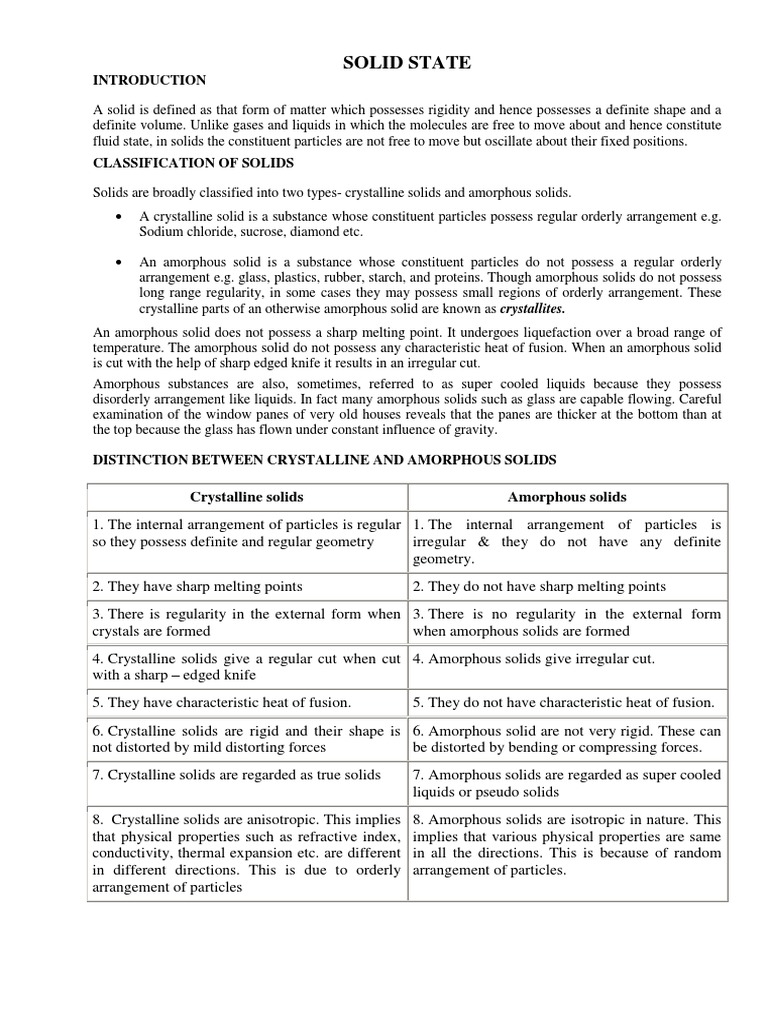 Solid State | PDF | Crystal Structure | Solid