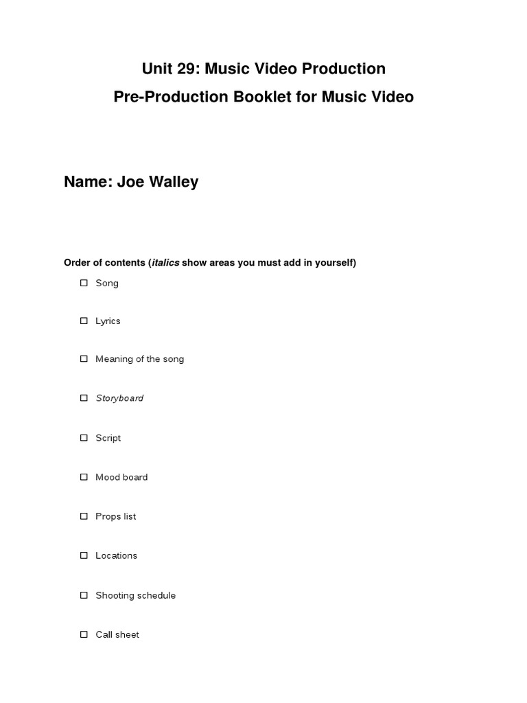 Unit 29 Production Booklet | PDF | Rock Music | Leisure