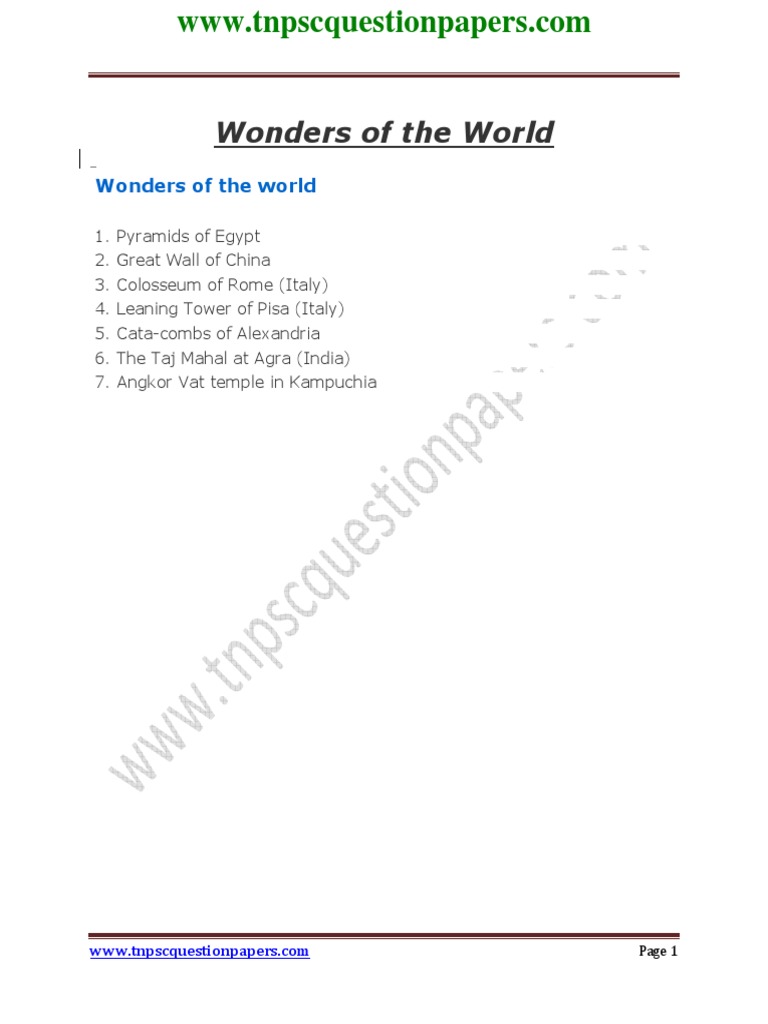 7 Wonder | PDF