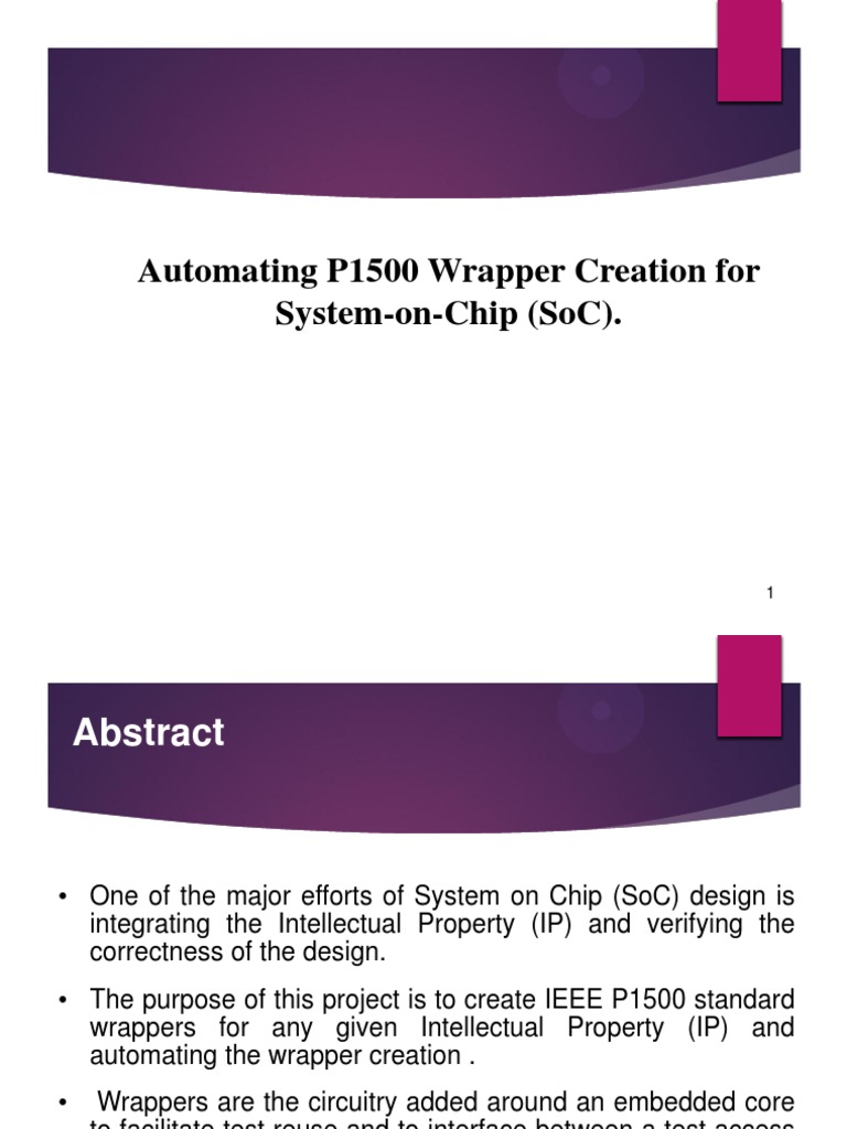 Automating Ieee P1500 Wrapper Creation For System On Chip Intellectual Property Cores Using Perl